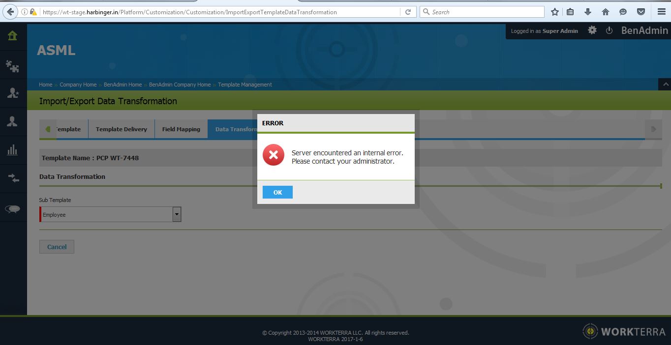 Wt 7616 Export Getting Server Error On Lb On Dts And Field Mapping